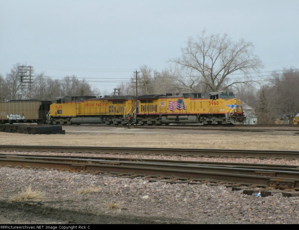 UP 5960 Leads UP 6159 And Coal Loads EB